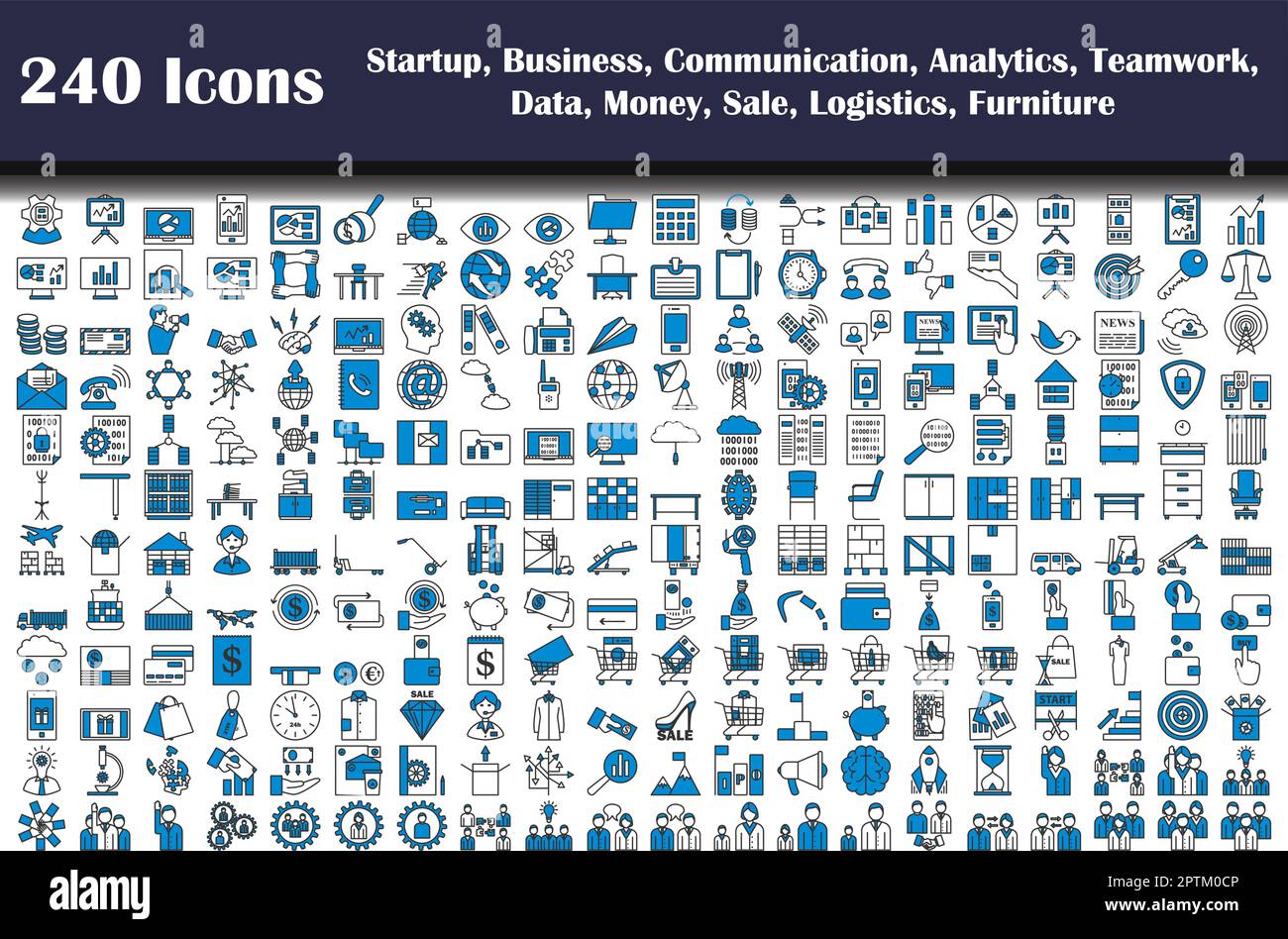 240 Icons Of Startup, Business, Communication, Analytics, Teamwork ...