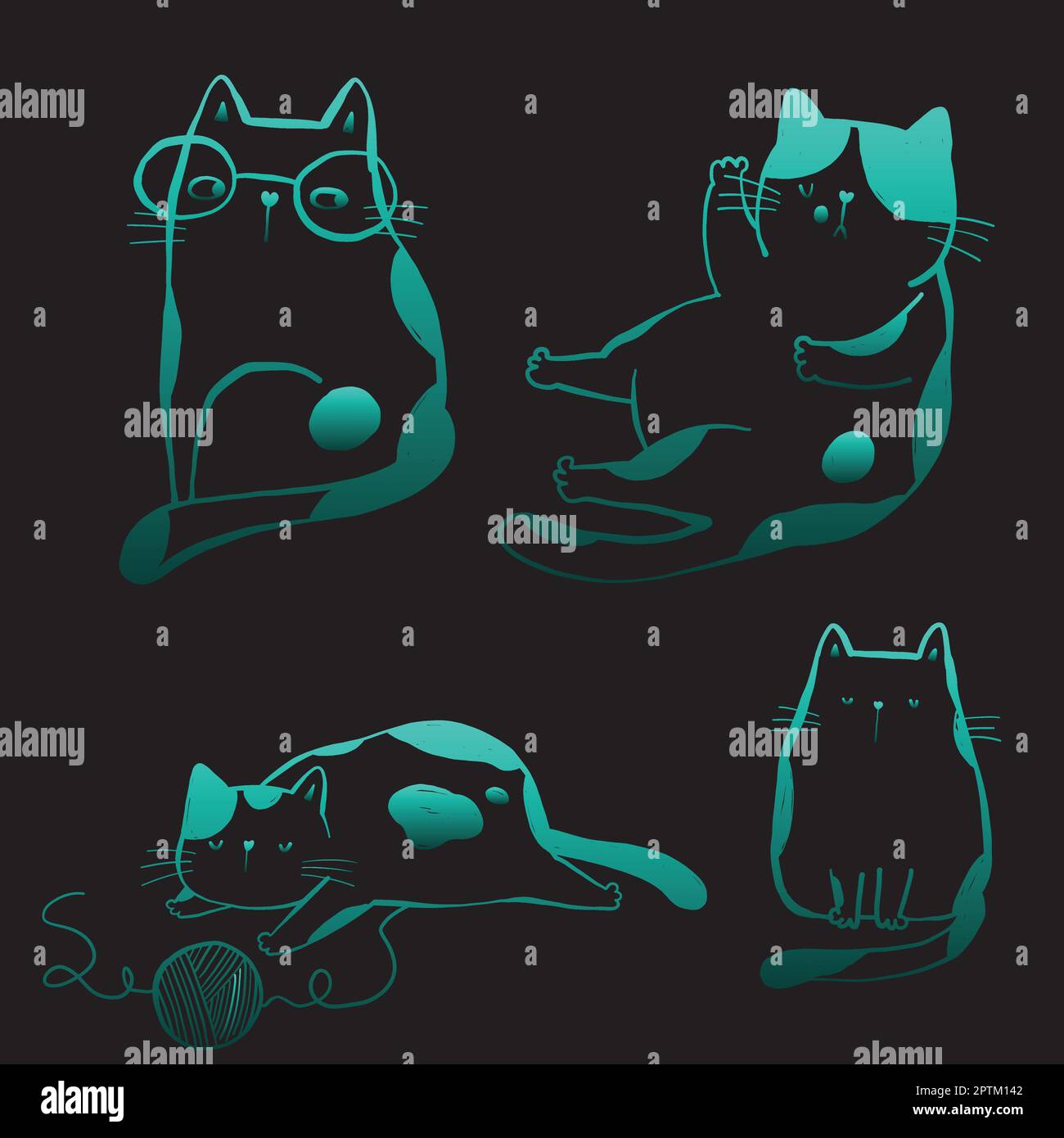 Hand draw boring cats Stock Vector Image & Art - Alamy