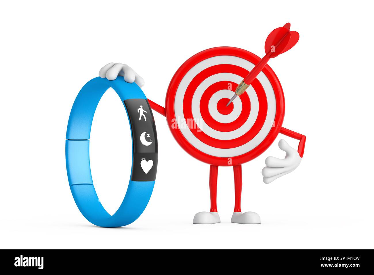 Archery Target and Dart in Center Cartoon Person Character Mascot with ...