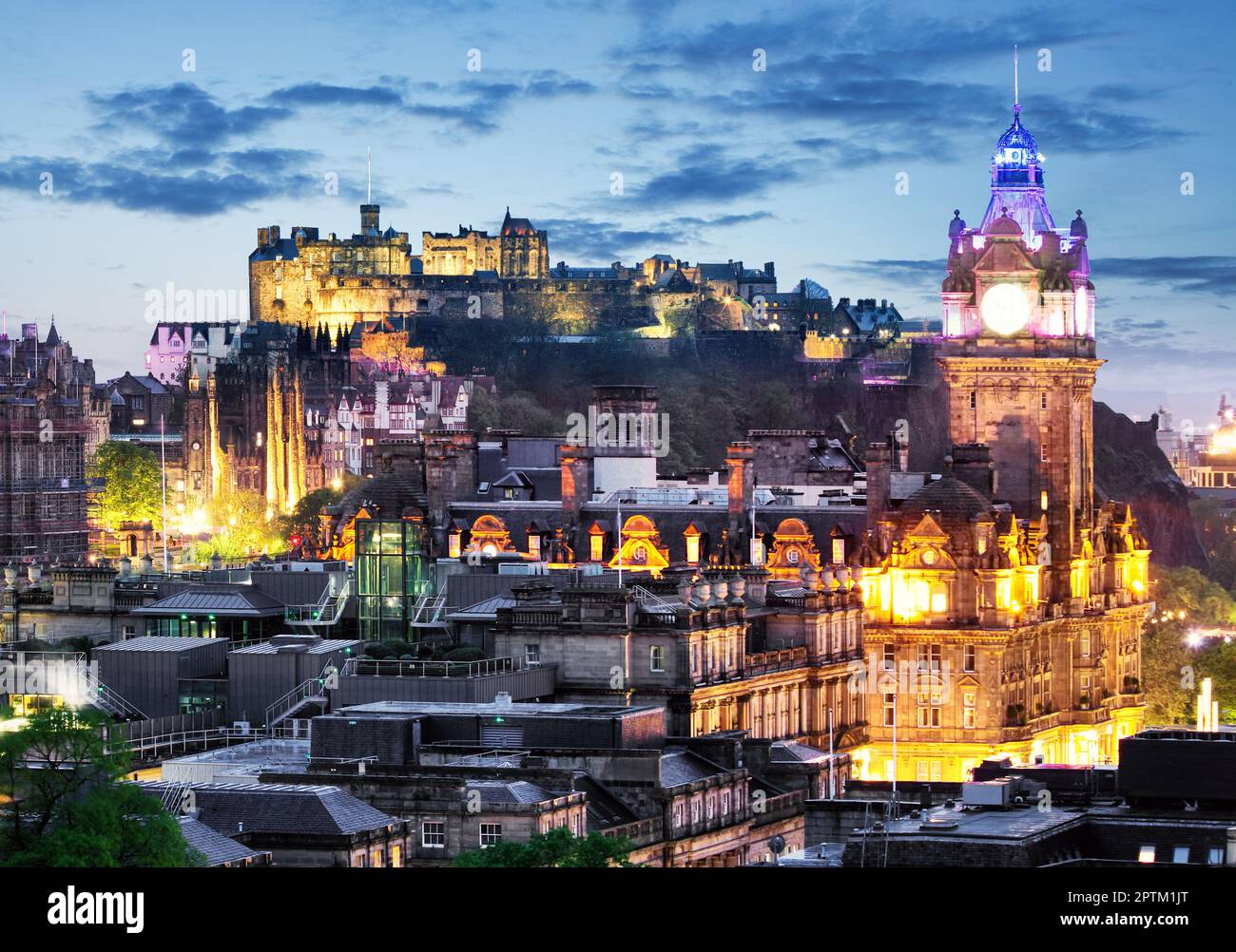 Edinburgh Castle and Princes Street at Sunset from Calton hill ...