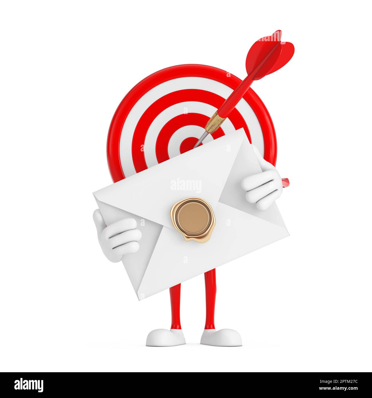 Archery Target and Dart in Center Cartoon Person Character Mascot with ...