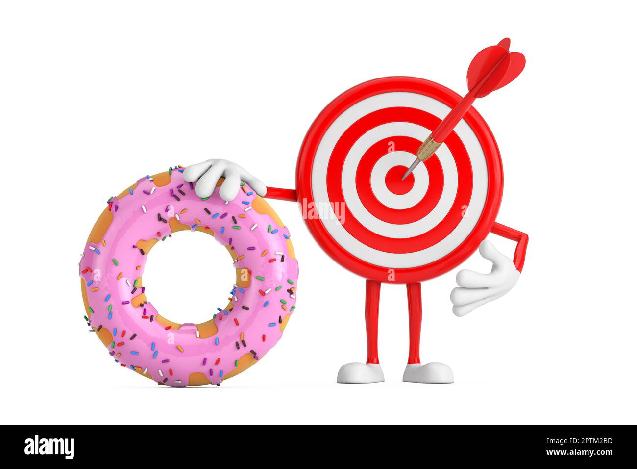 Archery Target and Dart in Center Cartoon Person Character Mascot with ...