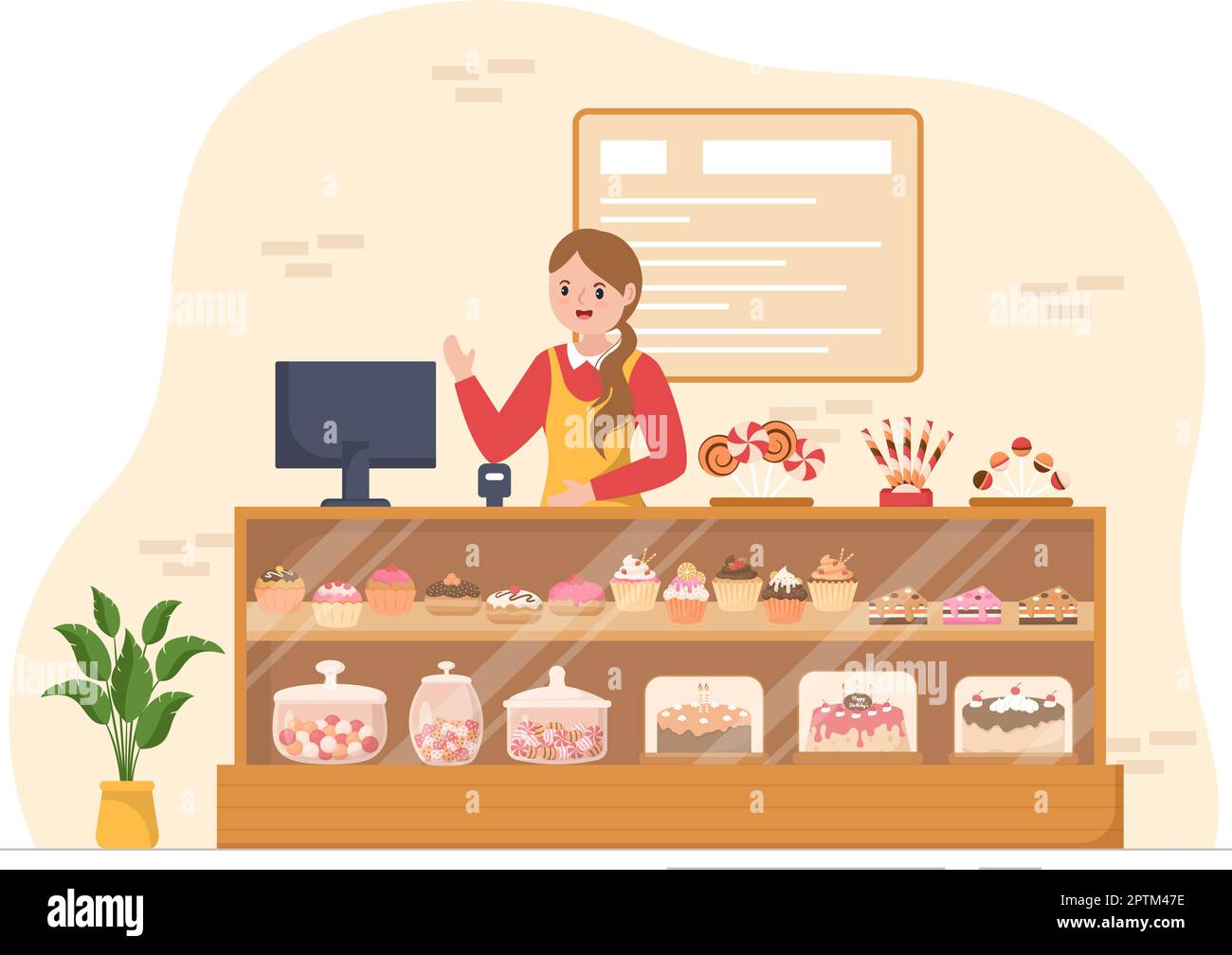 Sweet Shop Selling Various Bakery Products, Cupcake, Cake, Pastry or ...