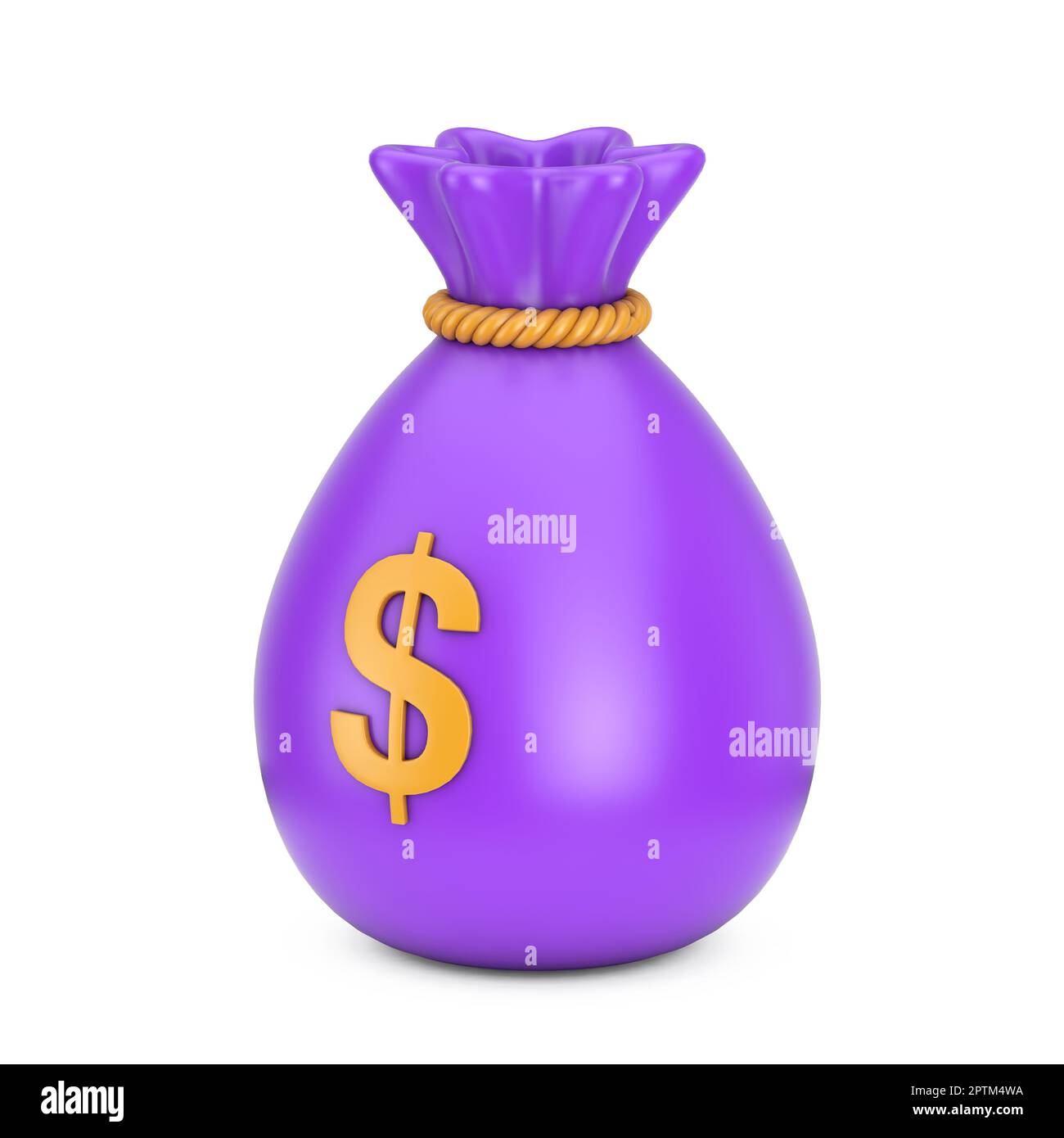 Purple Money Bag with Dollar Sign Web Icon on a white background. 3d ...