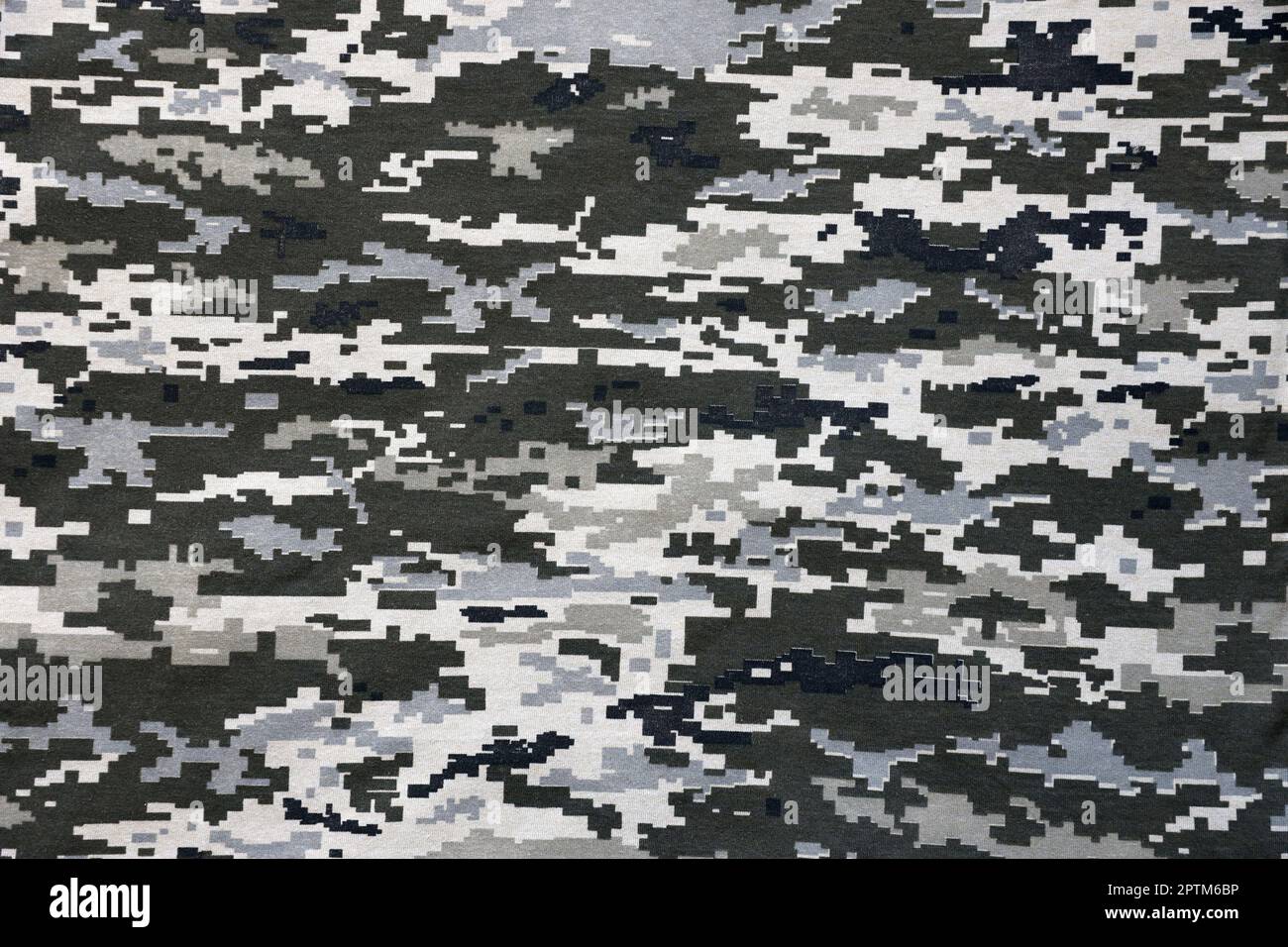 Fabric with texture of Ukrainian military pixeled camouflage. Cloth ...