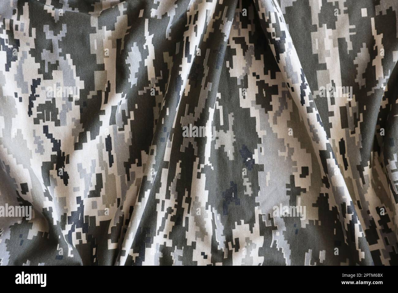 Fabric with texture of Ukrainian military pixeled camouflage. Cloth ...