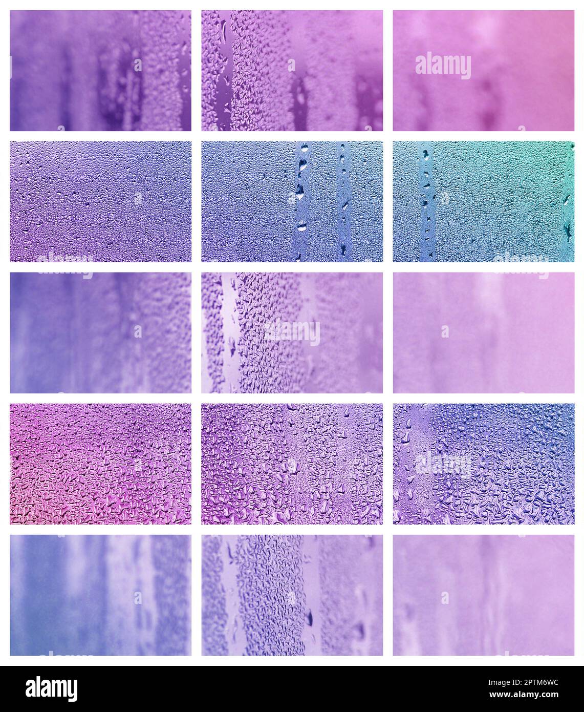 A collage of many different fragments of glass, decorated with rain ...