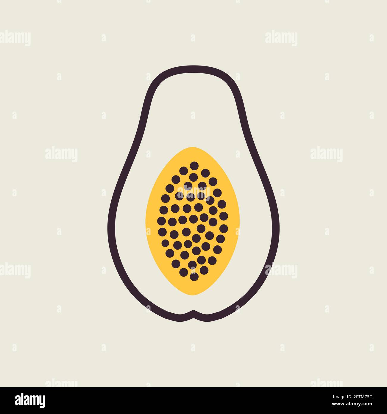 Papaya tropical fruit vector icon. Graph symbol for food and drinks web ...