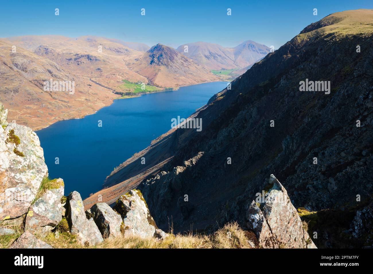 Wastwater lake and screes taken from above the screes looking towards ...