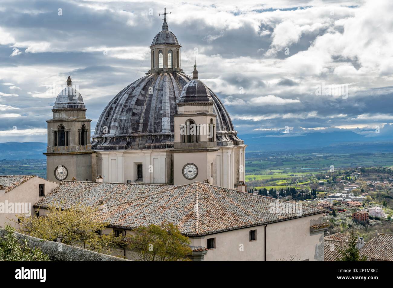 View of the dome of the Cathedral of Santa Margherita in Montefiascone ...