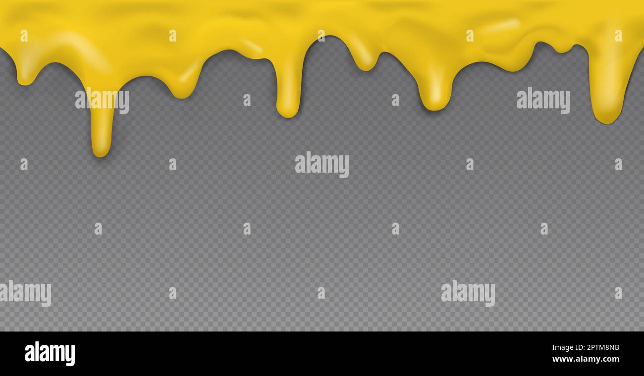 Yellow flowing caramel, no background, panoramic transparent template ...