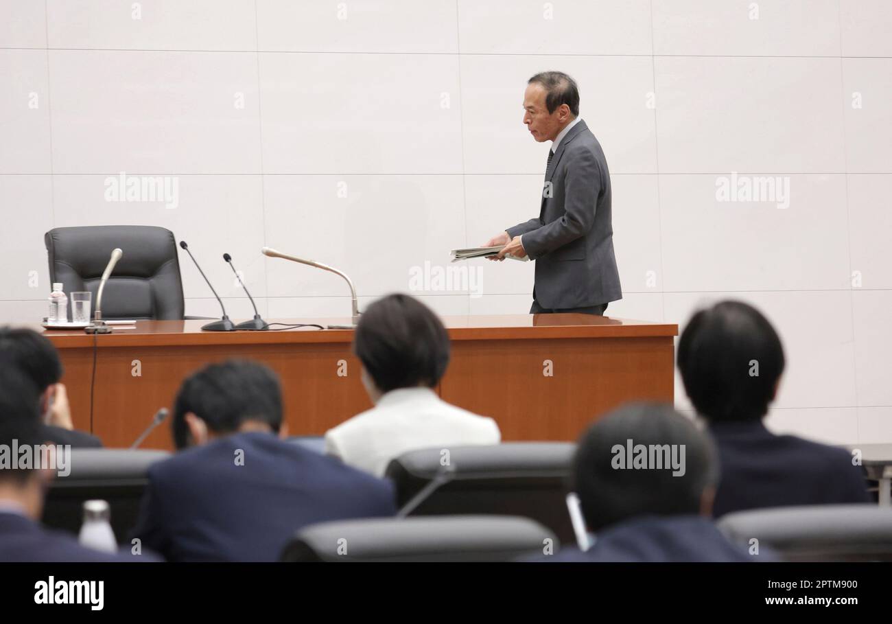 Bank of Japan Governor Kazuo Ueda attends a press conference after the ...