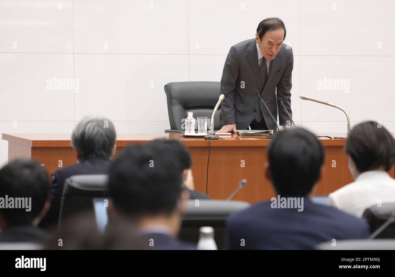 Bank of Japan Governor Kazuo Ueda attends a press conference after the ...
