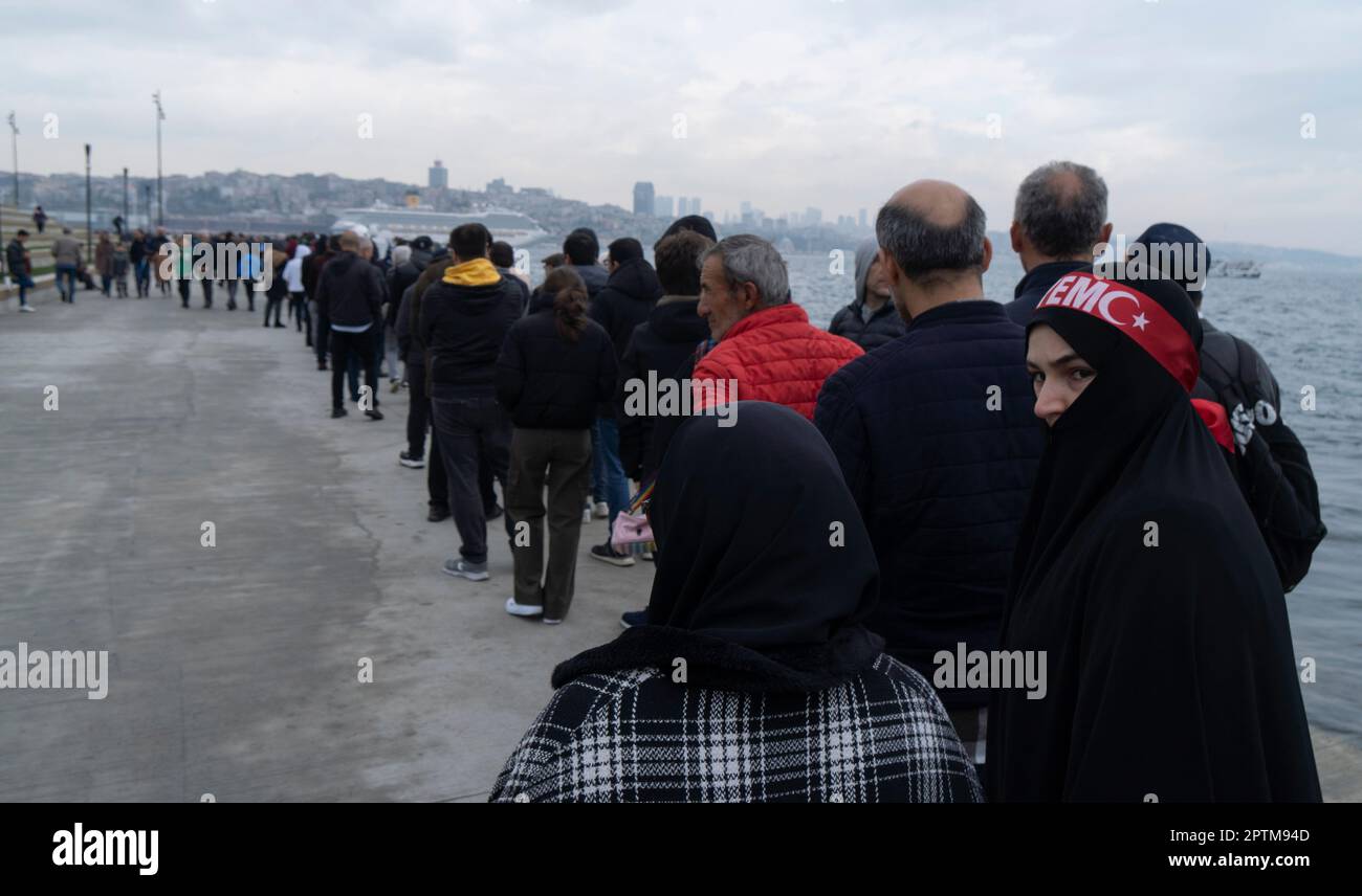 Istanbul, Turkey. 20 April, 2023 — Residents of Istanbul stand in a ...