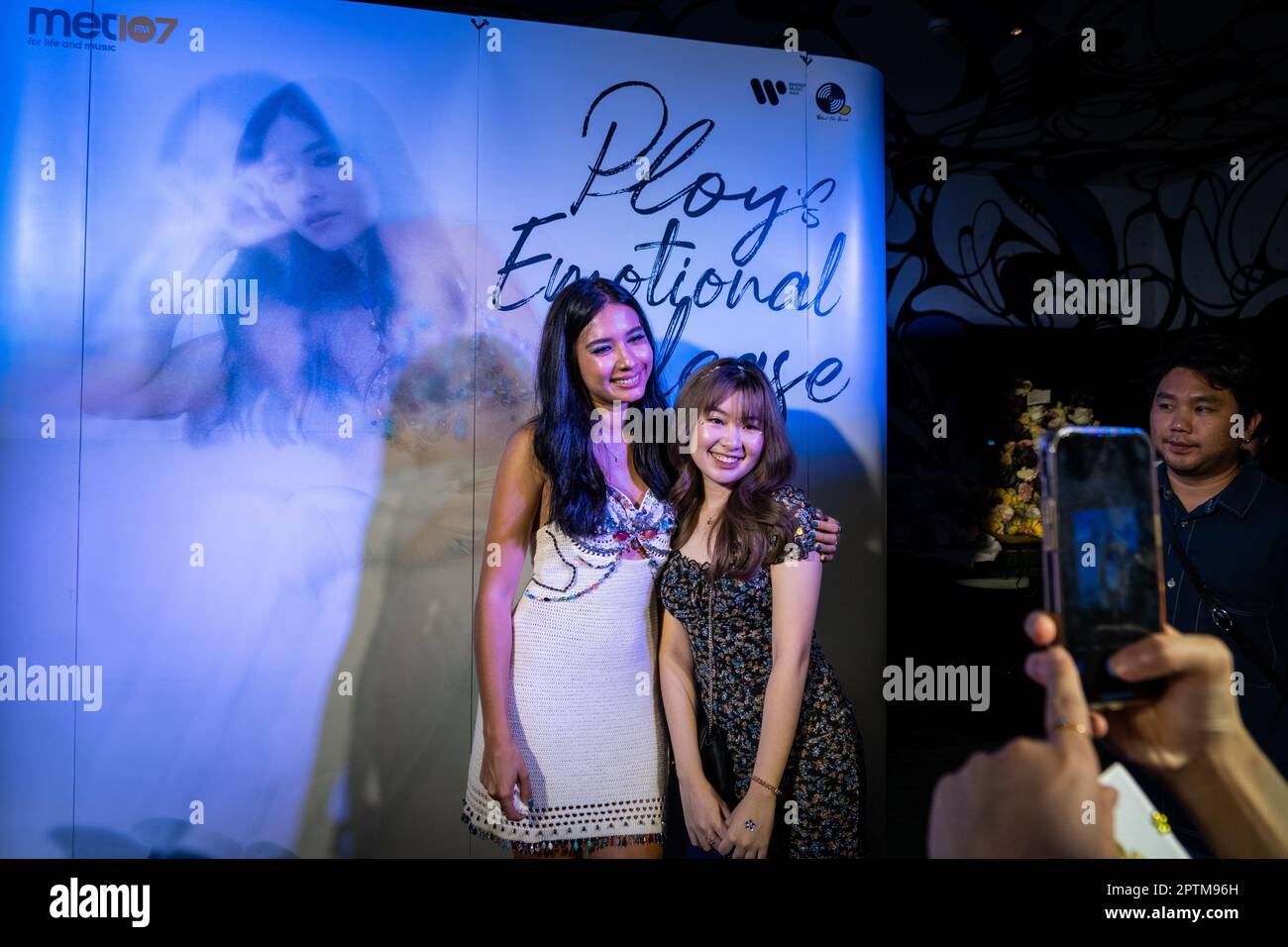 Bangkok, Thailand. 28th Apr, 2023. Valentina Ploy takes photos with fans after her album release ...