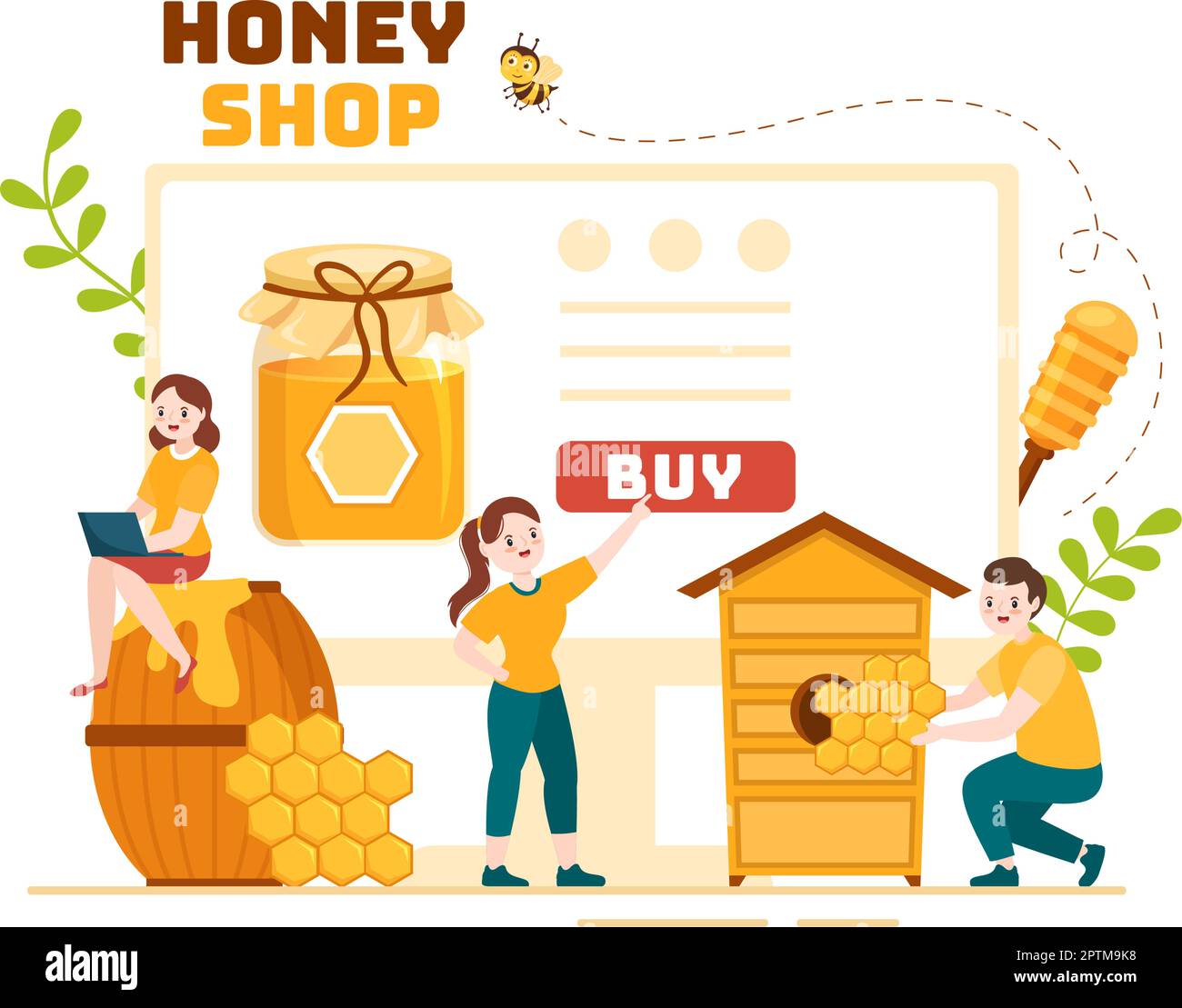 Honey Shop with a Natural Useful Product Jar, Bee or Honeycombs to be ...