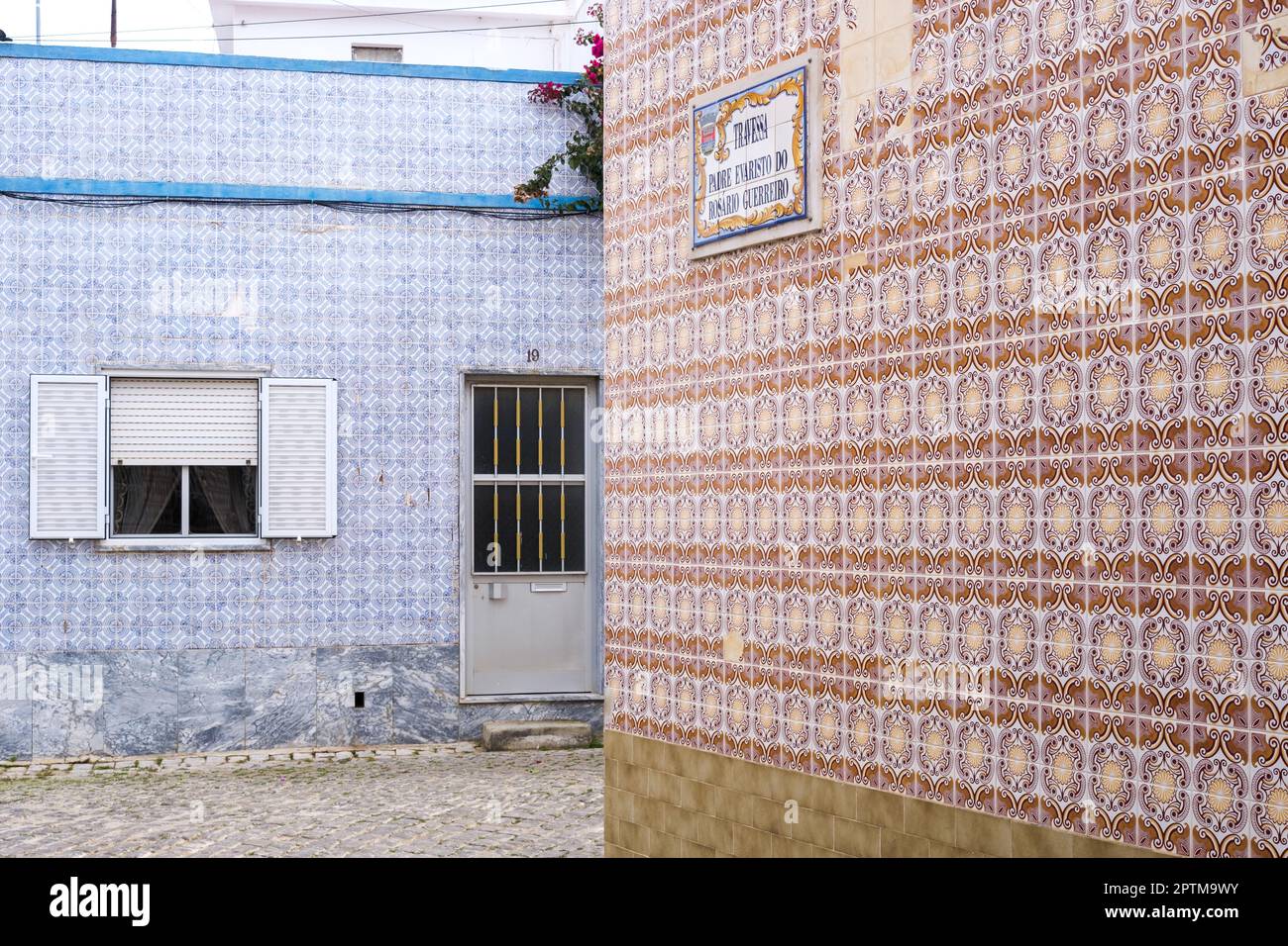 Traditional tiles on the facades of the Portuguese houses of the ...