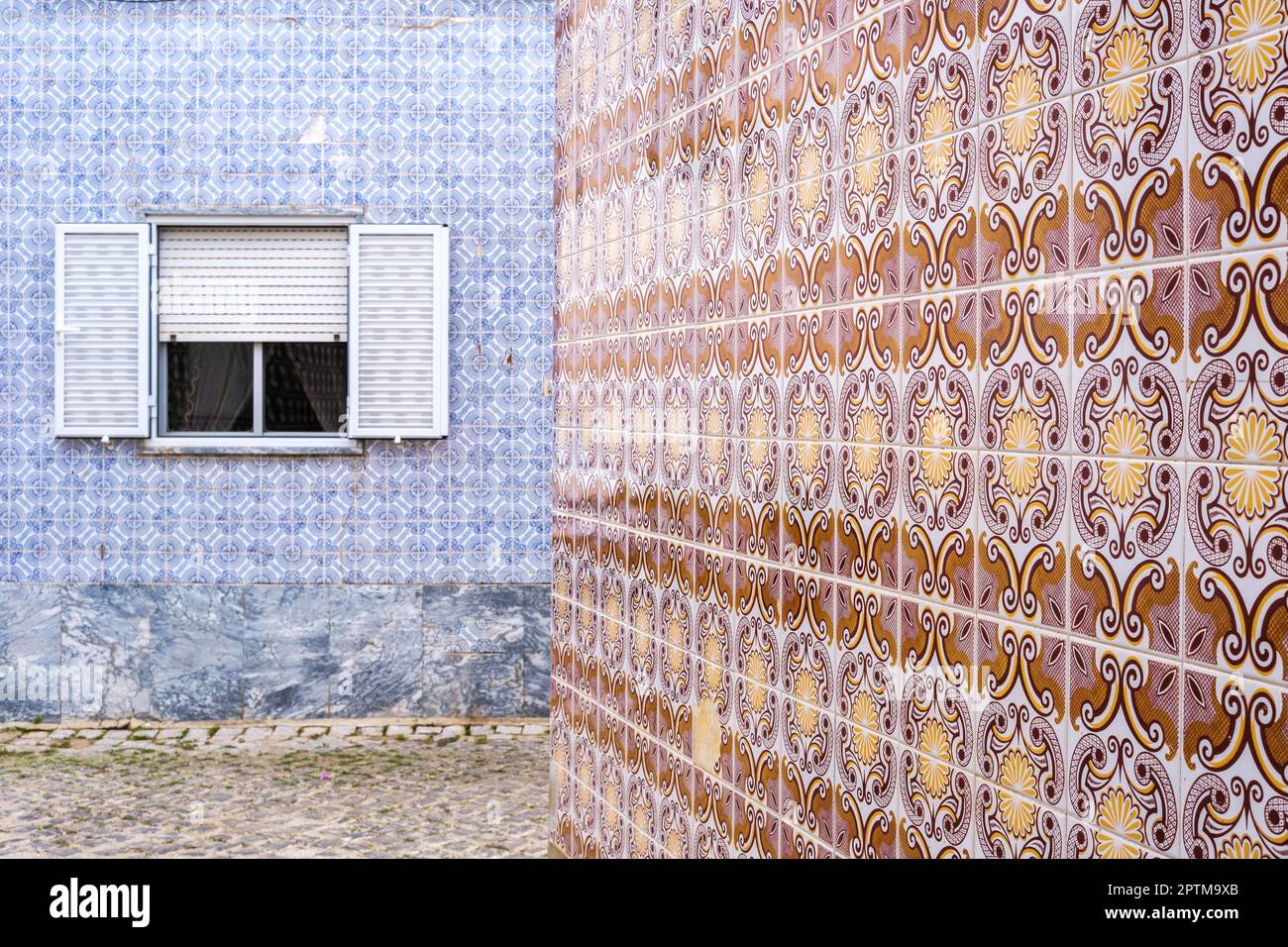 Traditional tiles on the facades of the Portuguese houses of the ...