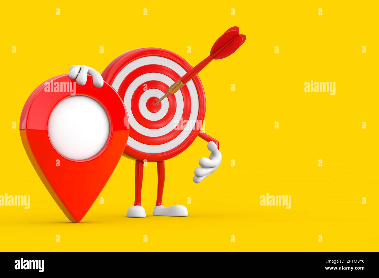 Archery Target and Dart in Center Cartoon Person Character Mascot with ...