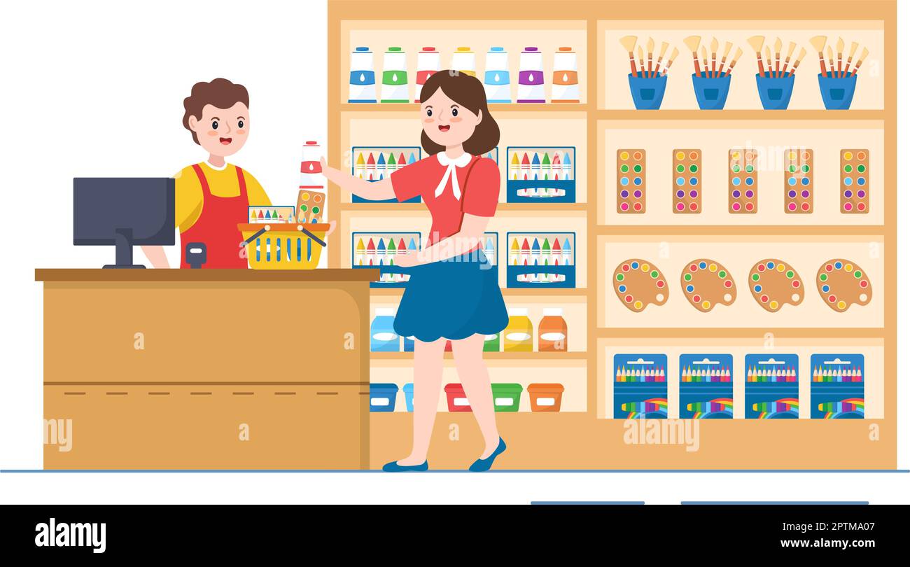 Art Shop with Painting Supplies Store Accessories and Tools for Drawing ...