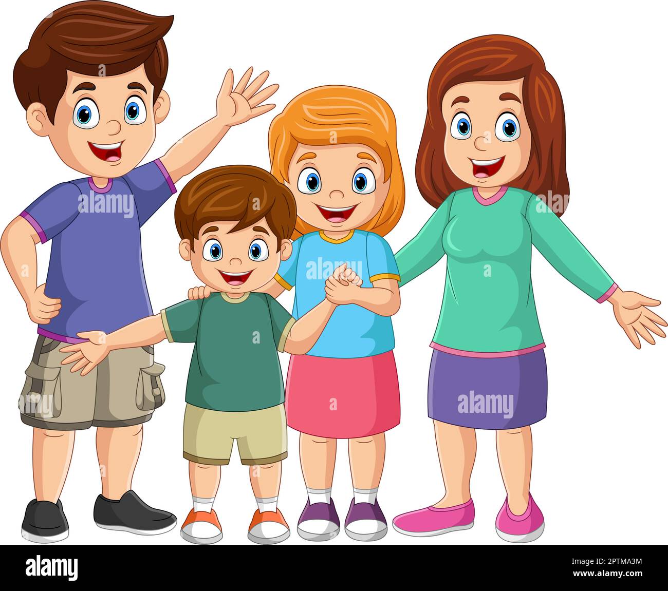Cartoon happy family on white background Stock Vector Image & Art - Alamy
