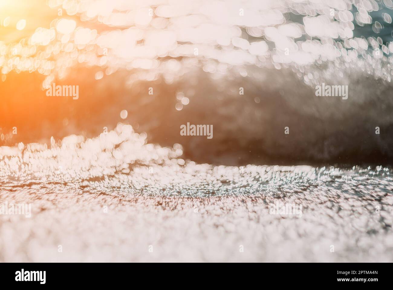 Abstract sea summer ocean sunset nature background. Small waves on ...