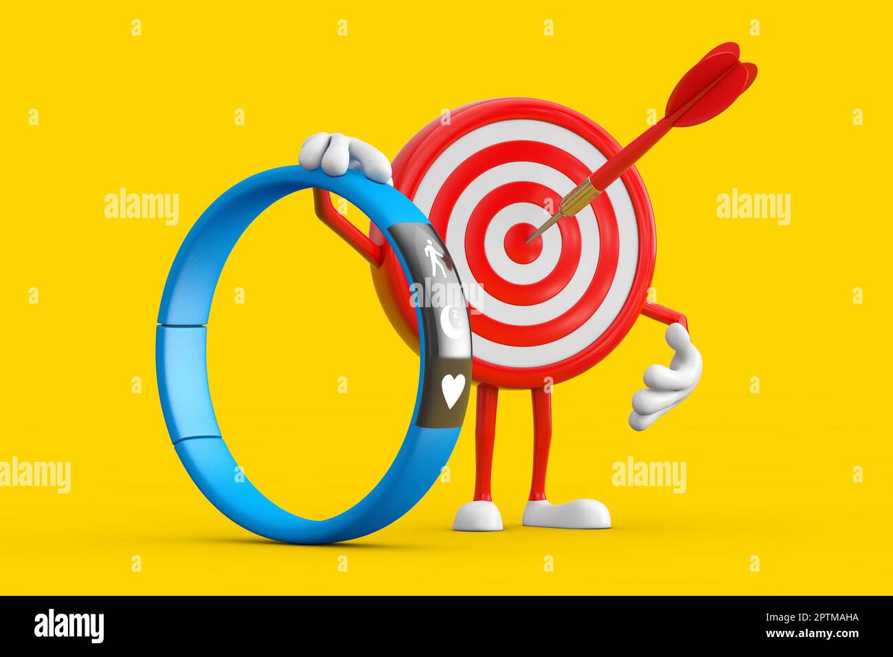 Archery Target and Dart in Center Cartoon Person Character Mascot with ...