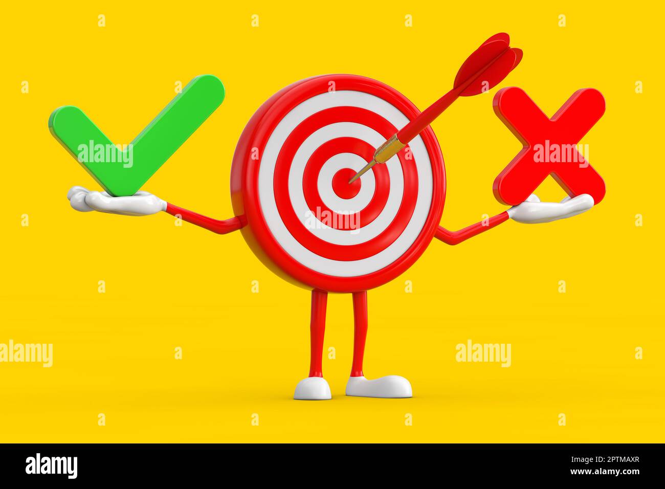 Archery Target and Dart in Center Cartoon Person Character Mascot with ...