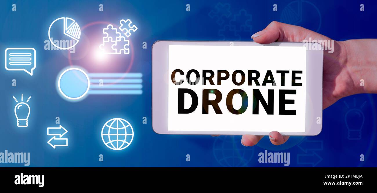 Text showing inspiration Corporate Drone, Word Written on unmanned ...