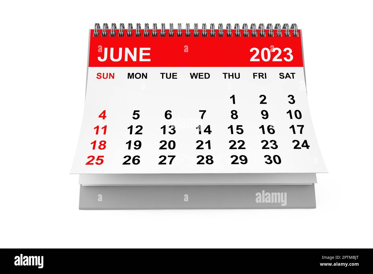 2023 Year June Calendar on a white background. 3d rendering Stock Photo ...