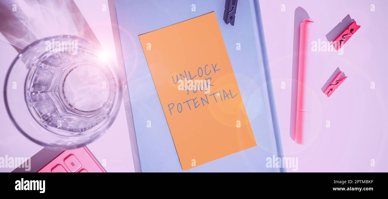 Writing displaying text Unlock Your Potential, Concept meaning Unleash ... Writing displaying text Unlock Your Potential, Concept meaning Unleash ...