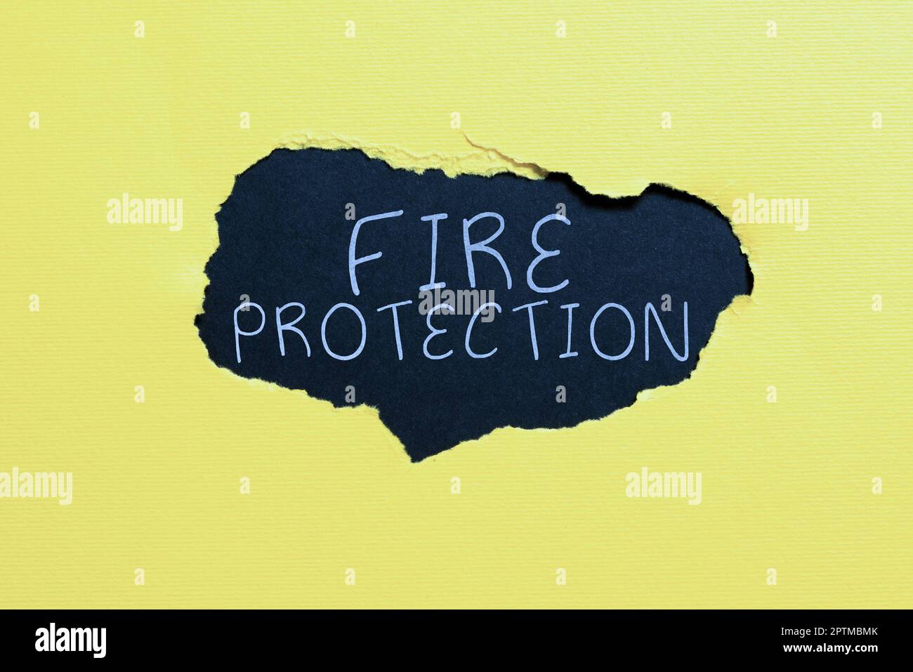 Text sign showing Fire Protection, Concept meaning measures taken to ...