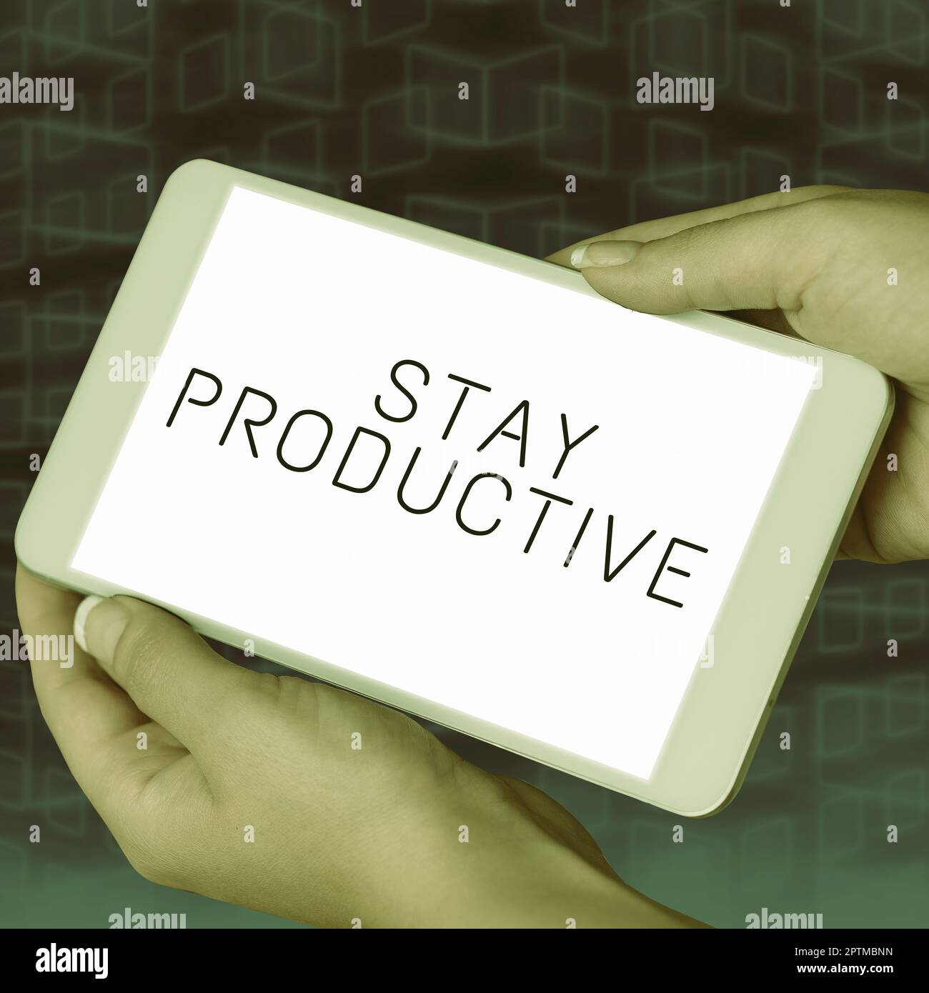 Conceptual caption Stay Productive, Business showcase Efficiency Concentration Productivity ...