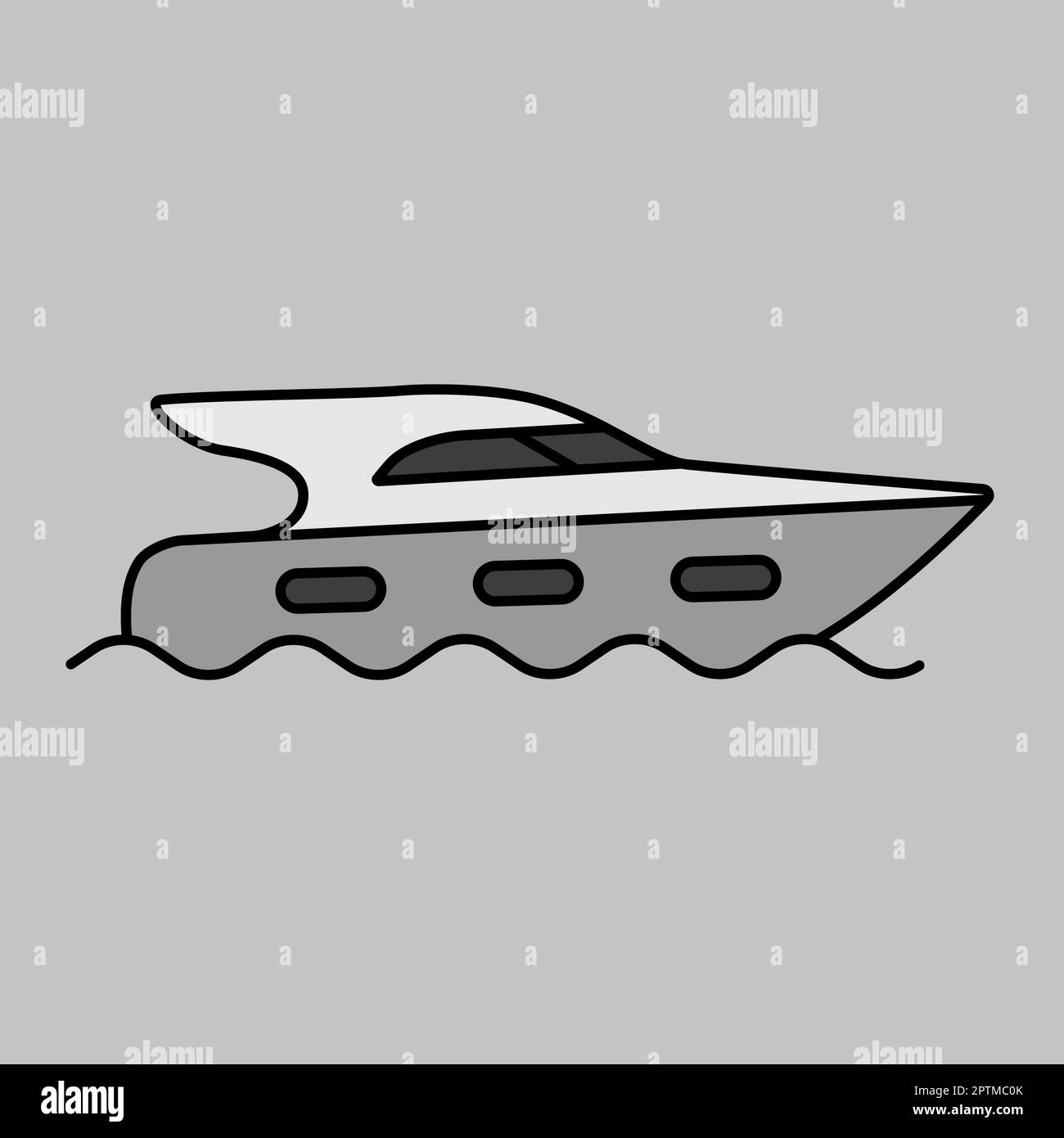 Cruising motor yacht grayscale vector icon Stock Vector Image & Art - Alamy