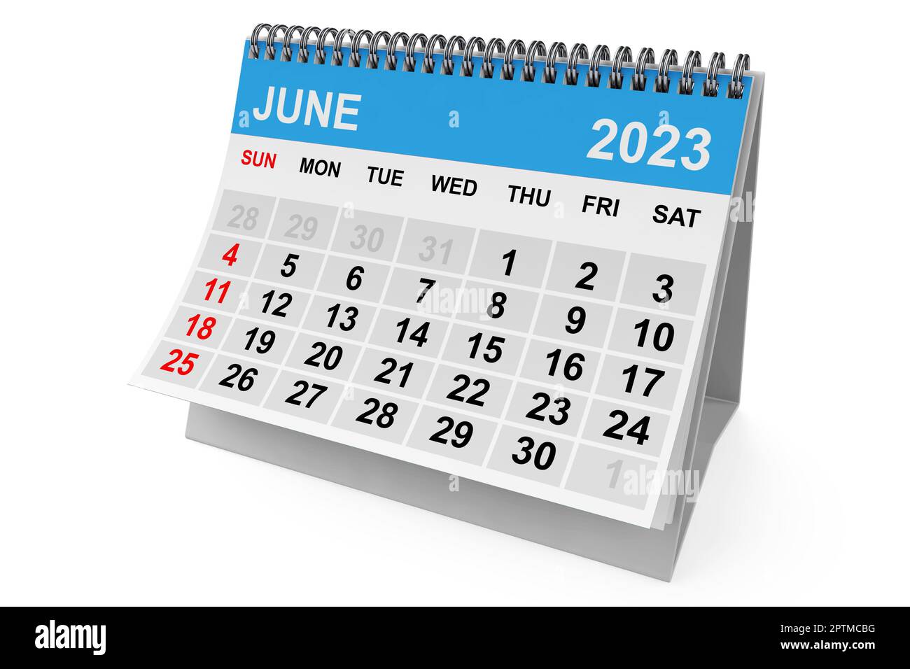 2023 Year June Calendar on a white background. 3d Rendering Stock Photo ...