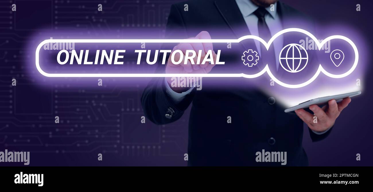 Text caption presenting Online Tutorial, Business showcase process of ...