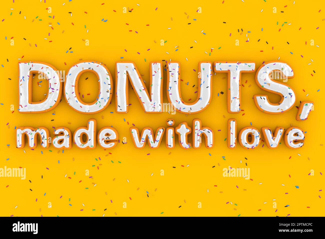 Donuts: Made With Love Sale Slogan Sign in Shape of Big White Chocolate ...