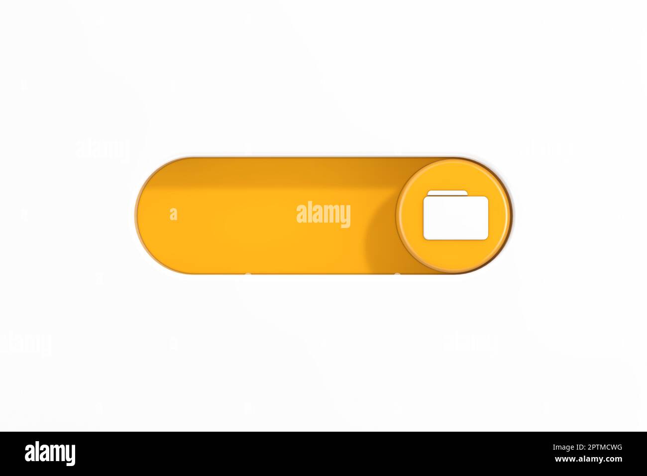 Yellow Toggle Switch Slider with Folder Icon on a white background. 3d ...