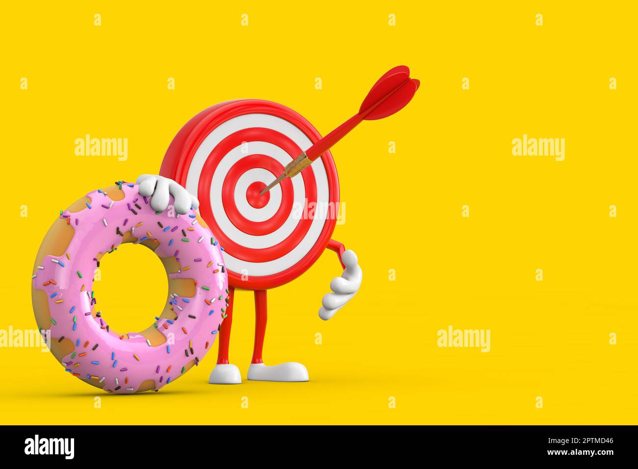 Archery Target and Dart in Center Cartoon Person Character Mascot with ...