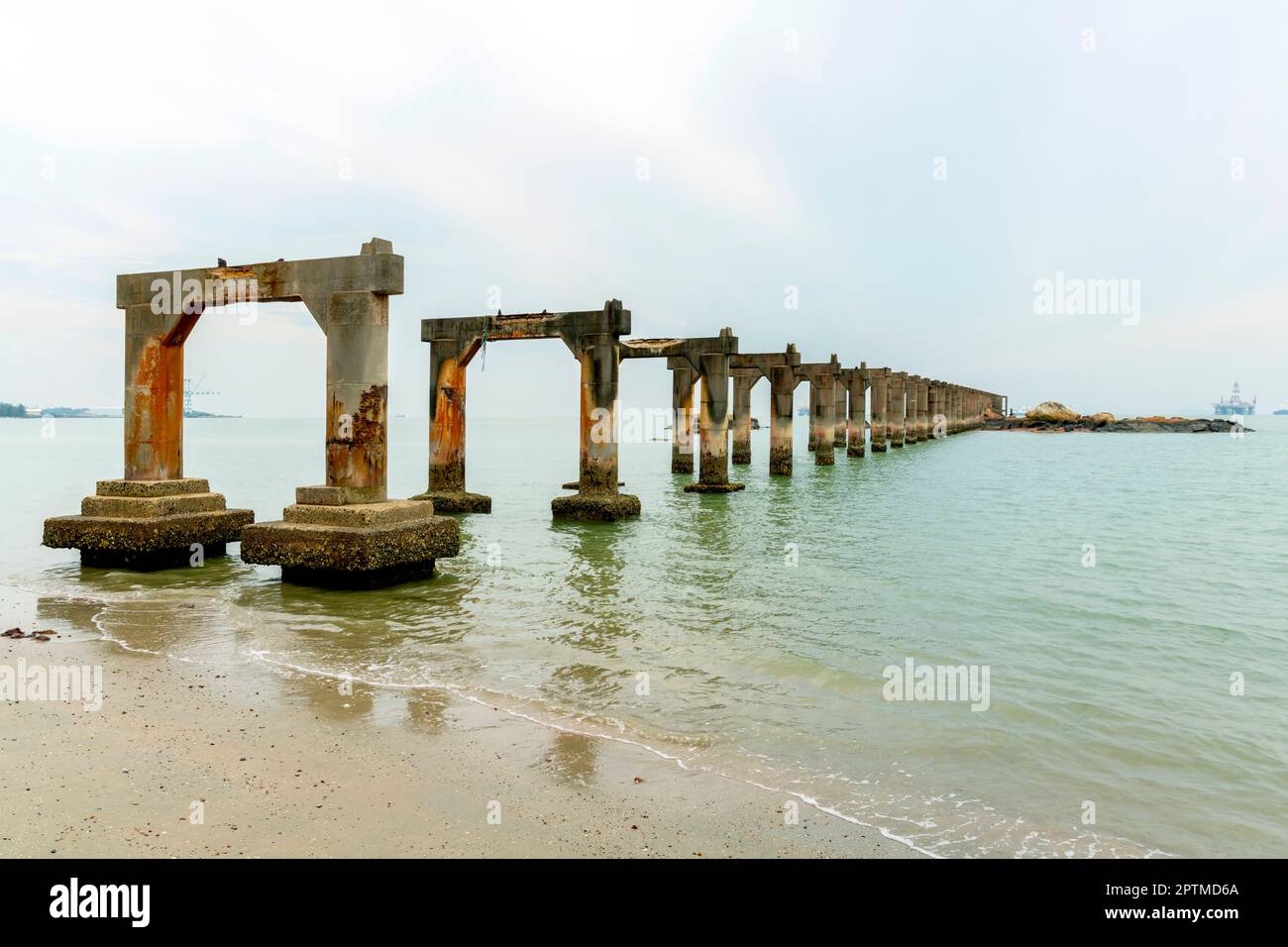 Ruins of jetty outside Johor, Pengerang, Kampung Sungai Rengit ...