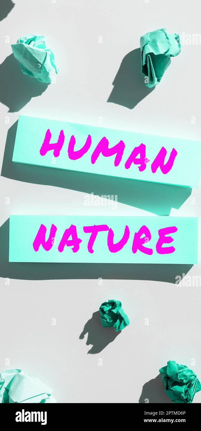 Text sign showing Human Nature, Word for psychological characteristics ...