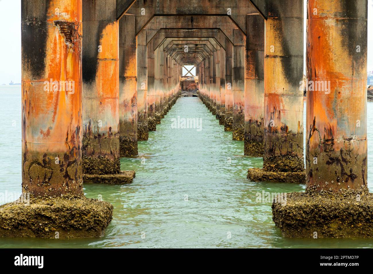 Ruins of jetty outside Johor, Pengerang, Kampung Sungai Rengit ...
