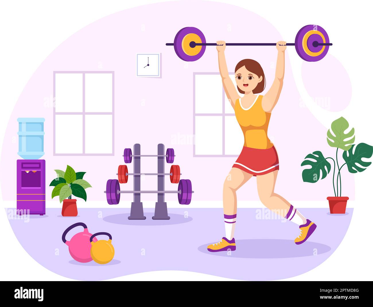 Weightlifting Sport Illustration with Athlete Lifts a Heavy Barbell ...