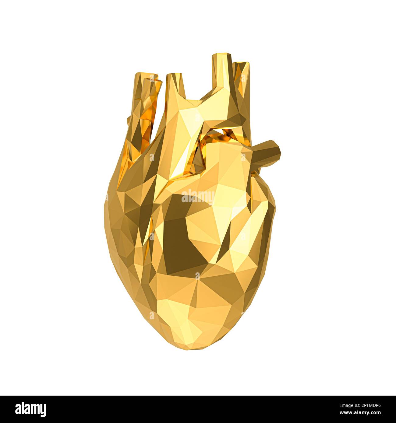 Gold Abstract Human Heart with Faceted Low-Poly Geometry Effect on a ...