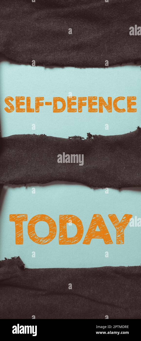 Hand writing sign Self Defense, Concept meaning the act of defending ...