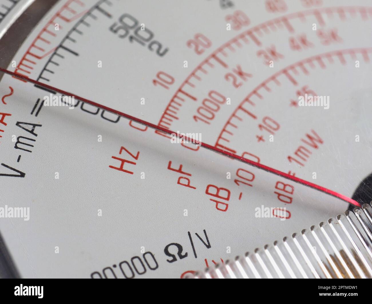 display of a vintage analog multimeter to measure voltage resistance ...