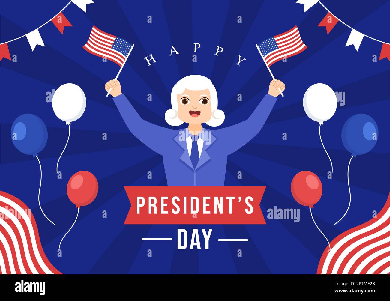 Happy Presidents Day with Stars and USA Flag for the President of ...