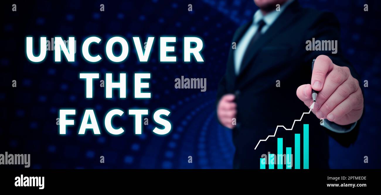 Writing displaying text Uncover The Facts, Word Written on Find the ...