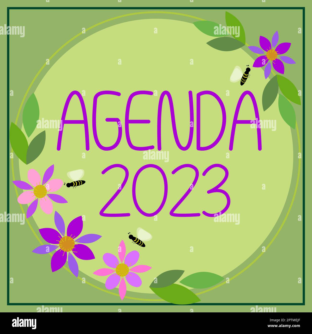 Text caption presenting Agenda 2023, Word for list of activities in ... Text caption presenting Agenda 2023, Word for list of activities in ...