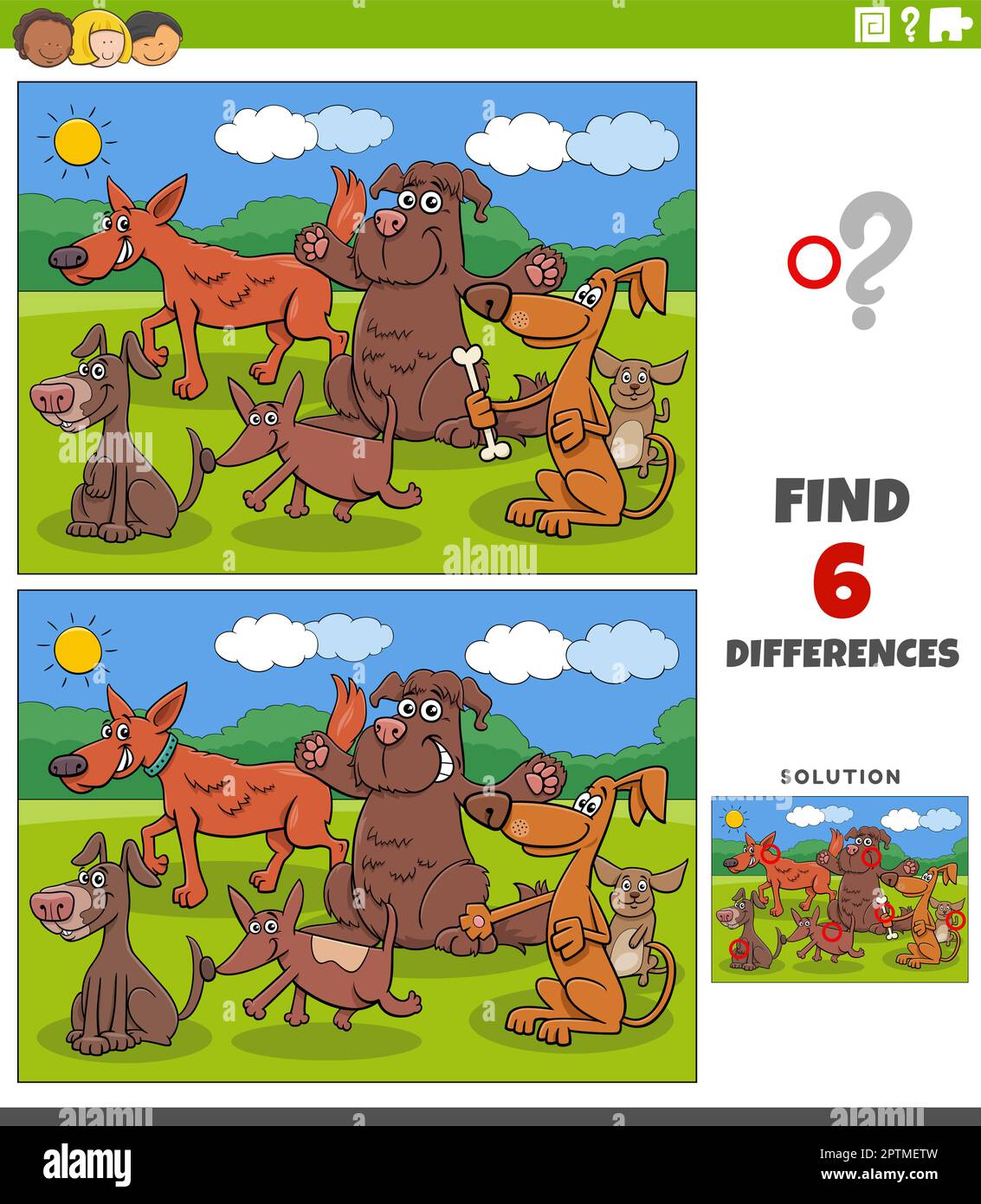 differences game with cartoon dogs animal characters Stock Vector Image ...